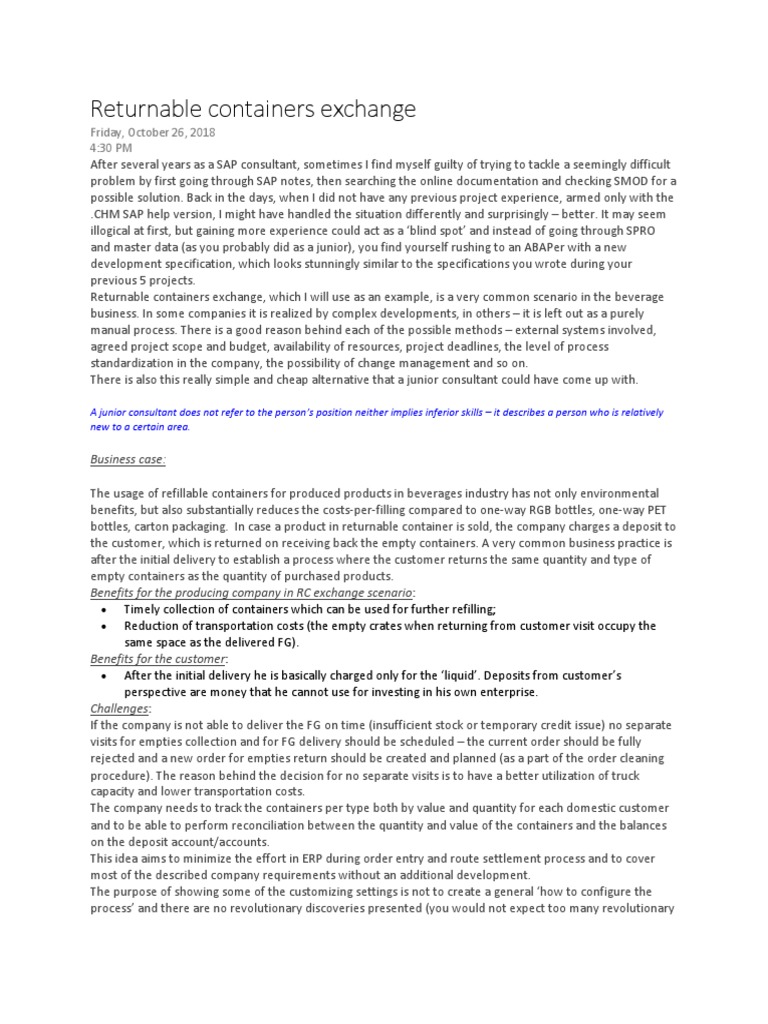 SAP Returnable Containers Guide | PDF | Invoice | Warehouse