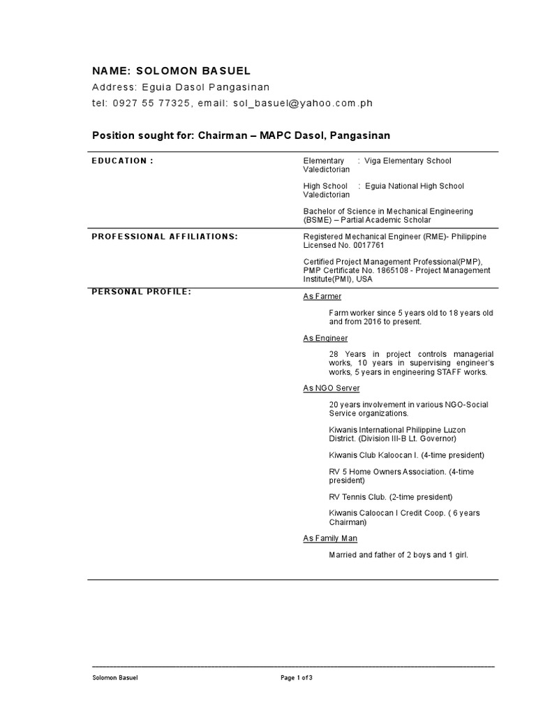 Mapc - Solomon Basuel CV | PDF | Engineering | Science And Technology