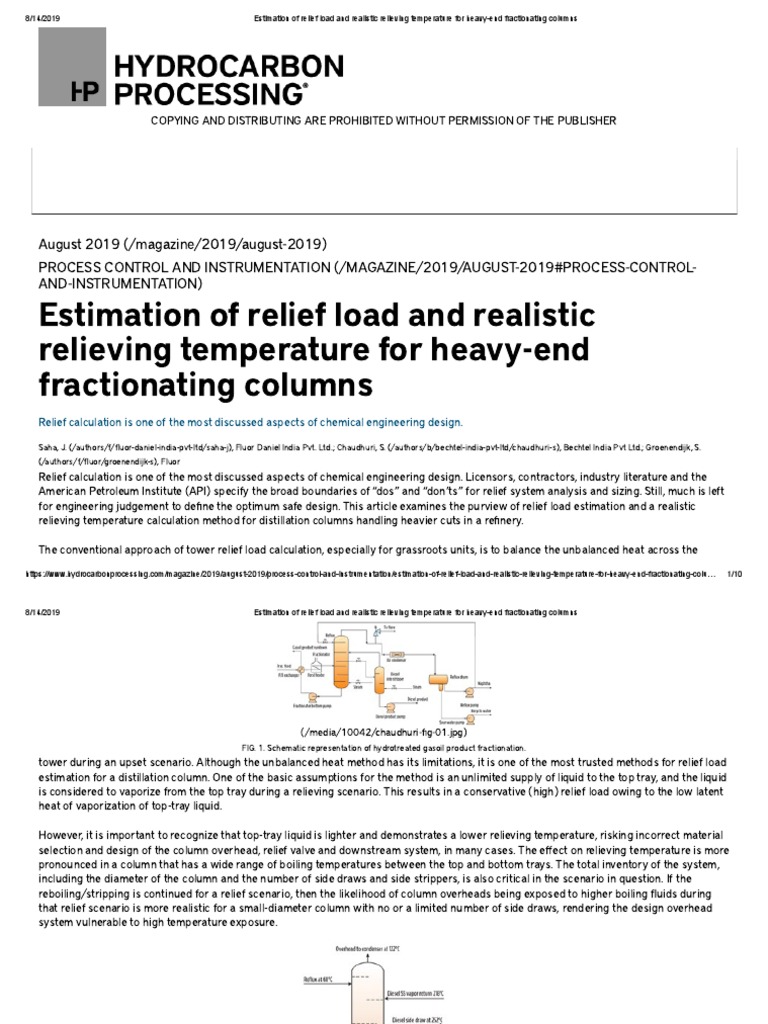 Estimation of Relief Load and Realistic Relieving Temperature For Heavy ...