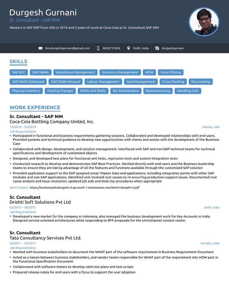 Durgesh's Resume - Aug 2019 | PDF | Sap Se | Warehouse