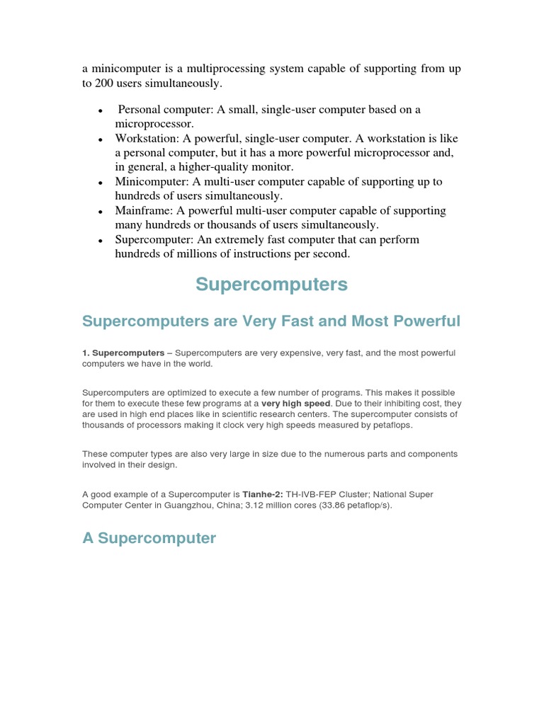 Minicomputer Characteristics Explained | PDF | Personal Computers ...