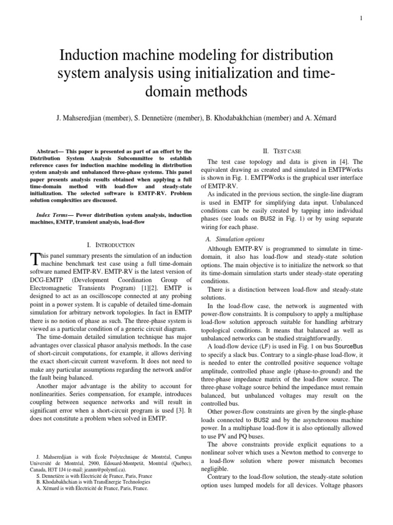 Induction Machine Modeling For Distribution System Analysis Using ...