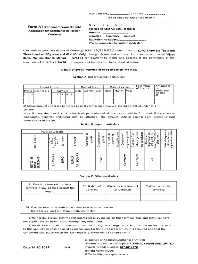 Form A1: 36,359.62 (Henschkedocht. | PDF | Invoice | Business Law
