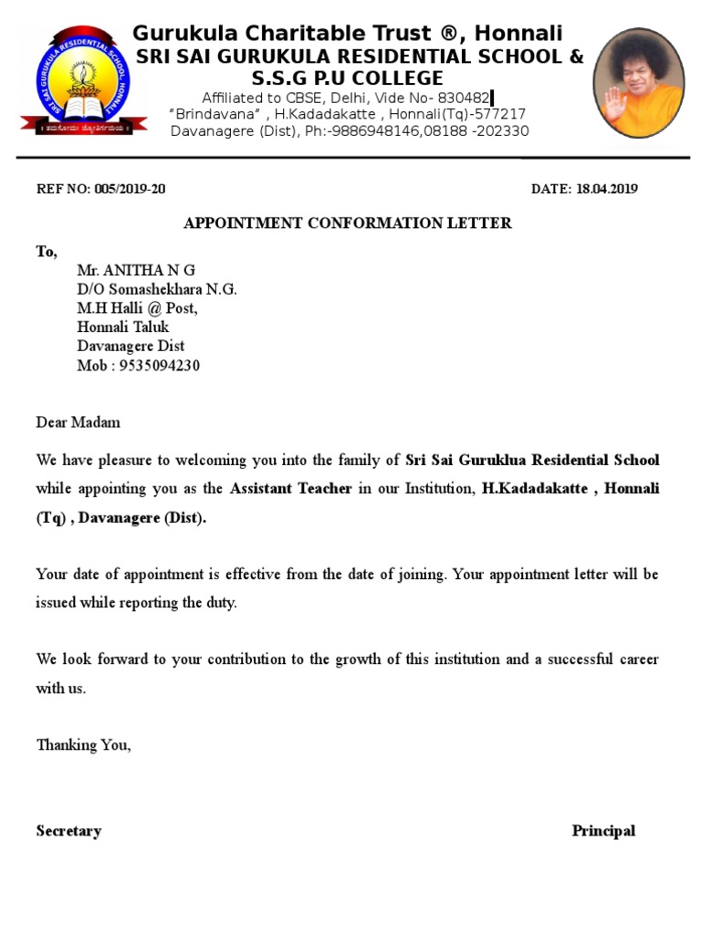 001 Apt - conf.LettER Anitha | PDF