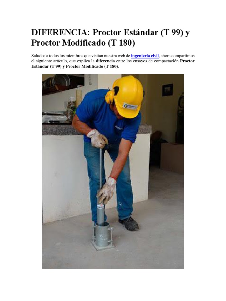Diferencias entre los ensayos de compactación Proctor Estándar y ...
