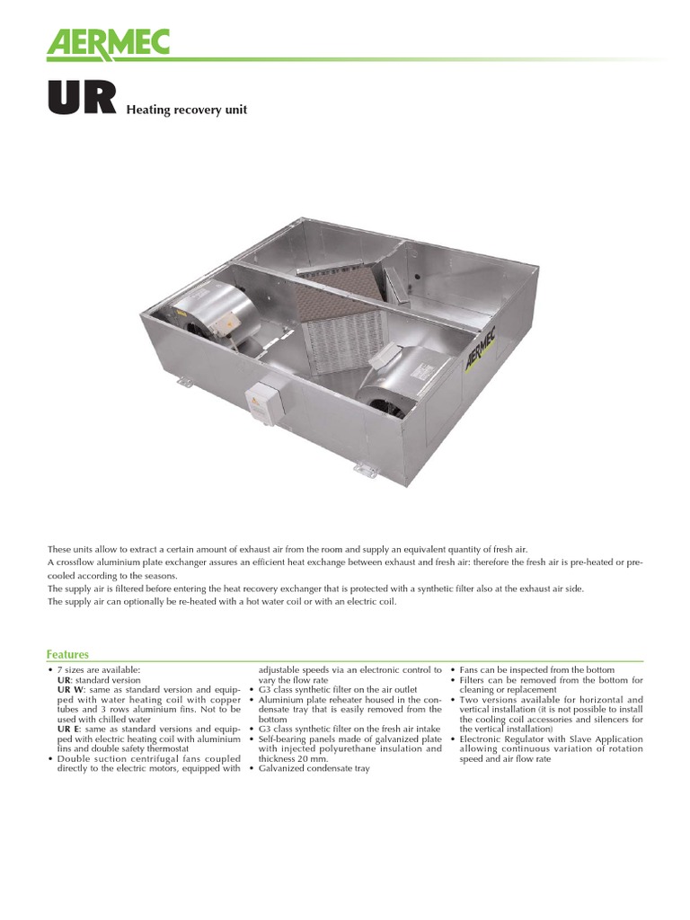 Heating Recovery Unit: Features | PDF | Hvac | Heat Exchanger
