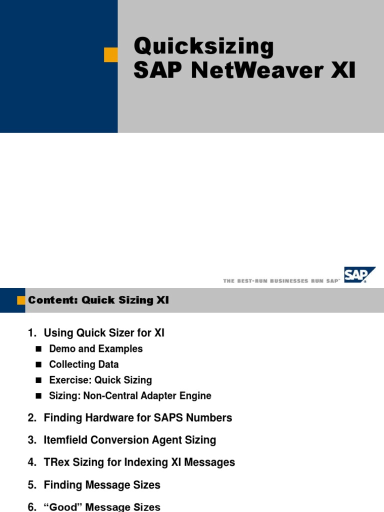 Quicksizing Sap Netweaver Xi | PDF | Business Process Management | Sap Se