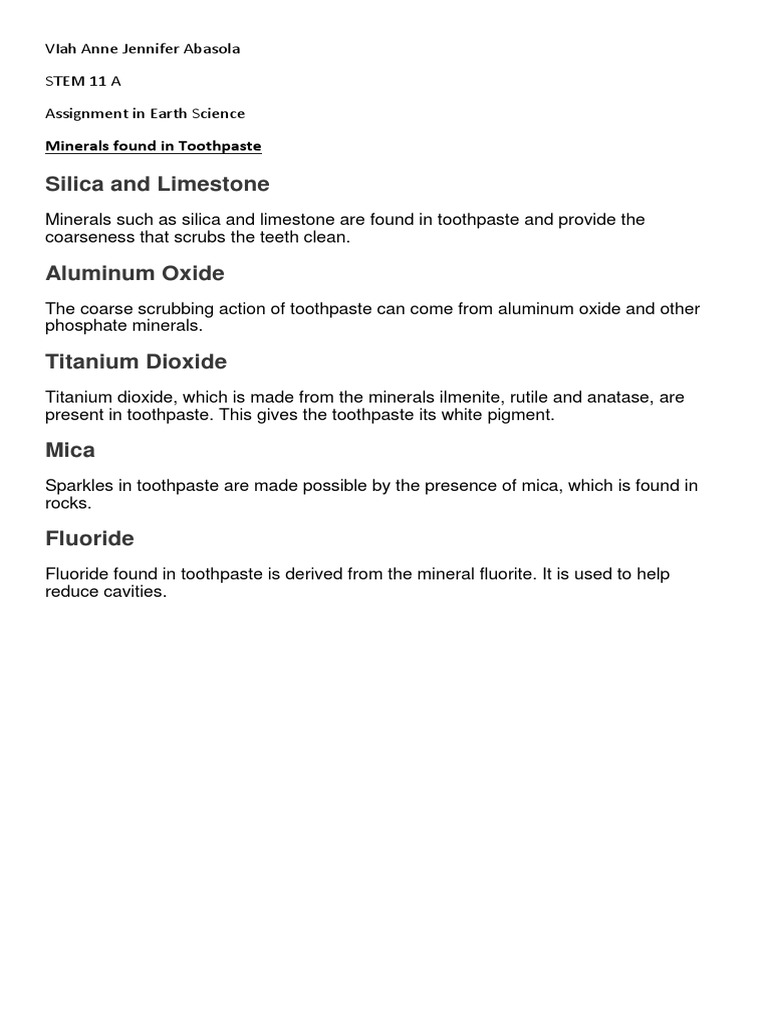 Silica and Limestone: Minerals Found in Toothpaste | PDF | Omega 3 ...