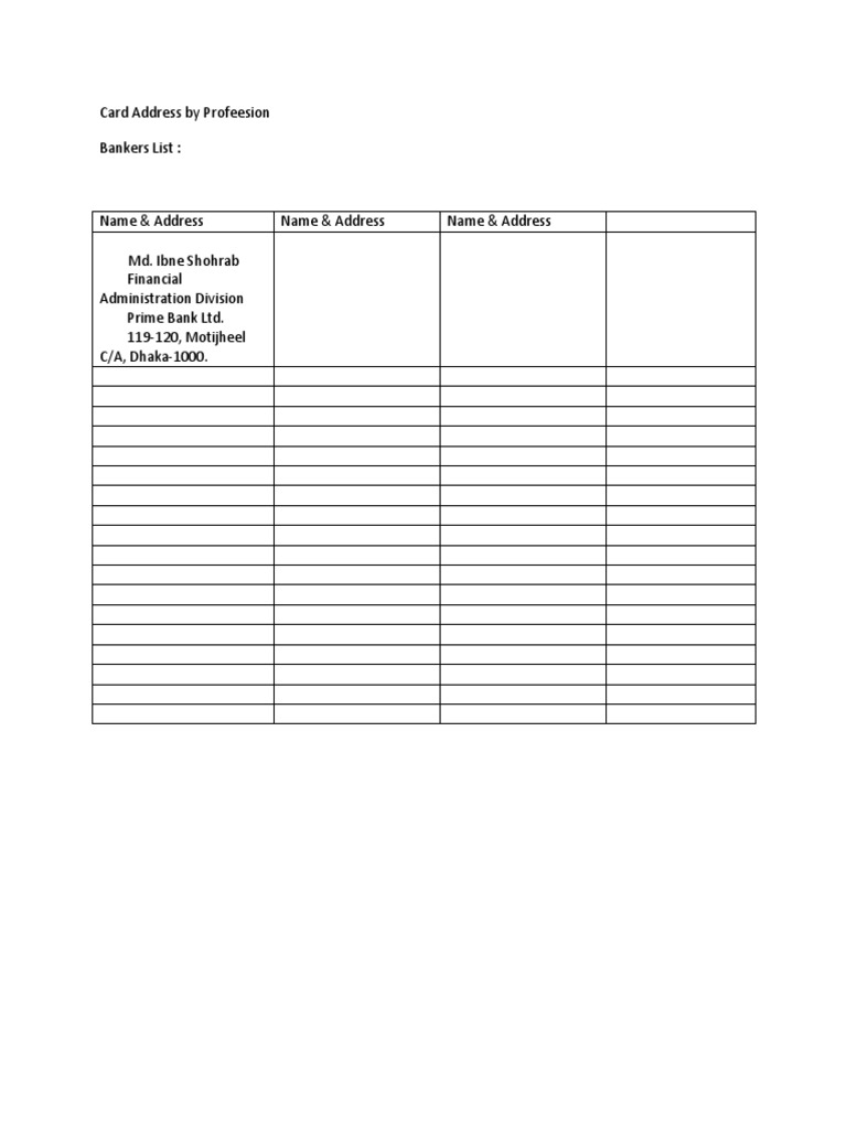 Update Card Address by Profession | PDF