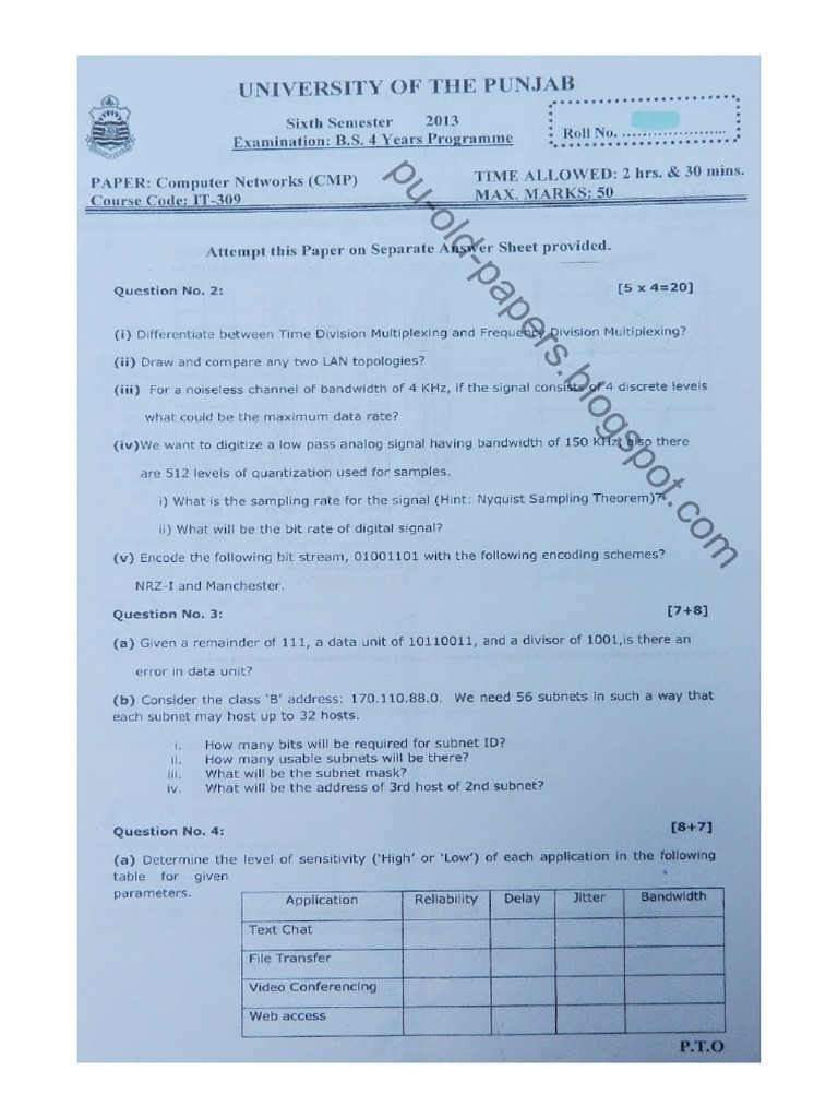 Past Papers of BSIT 6th Semester | PDF