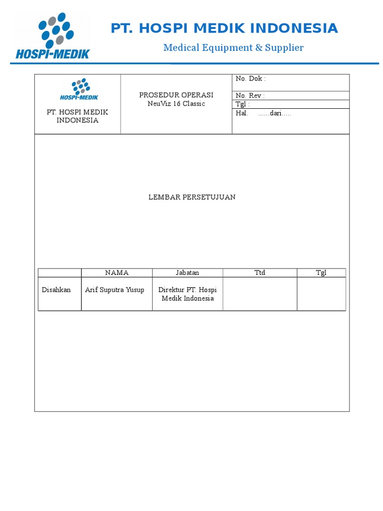 PT. HOSPI MEDIK INDONESIA Medical Equipment Procedure | PDF | Medical ...