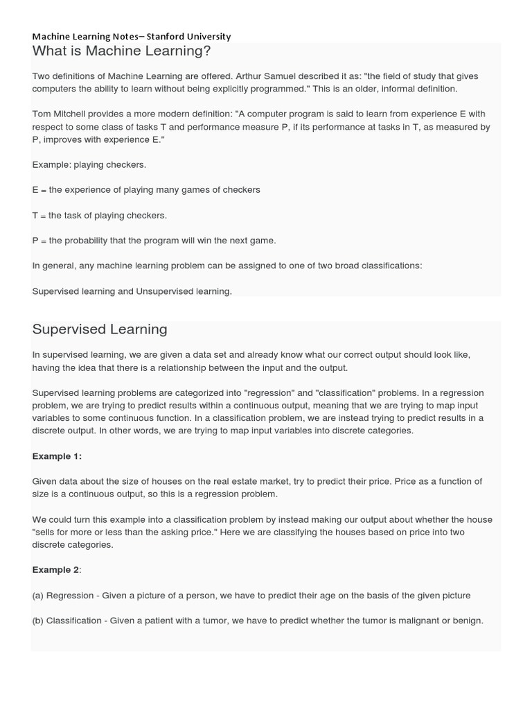 Machine Learning Notes | PDF | Machine Learning | Statistical ...