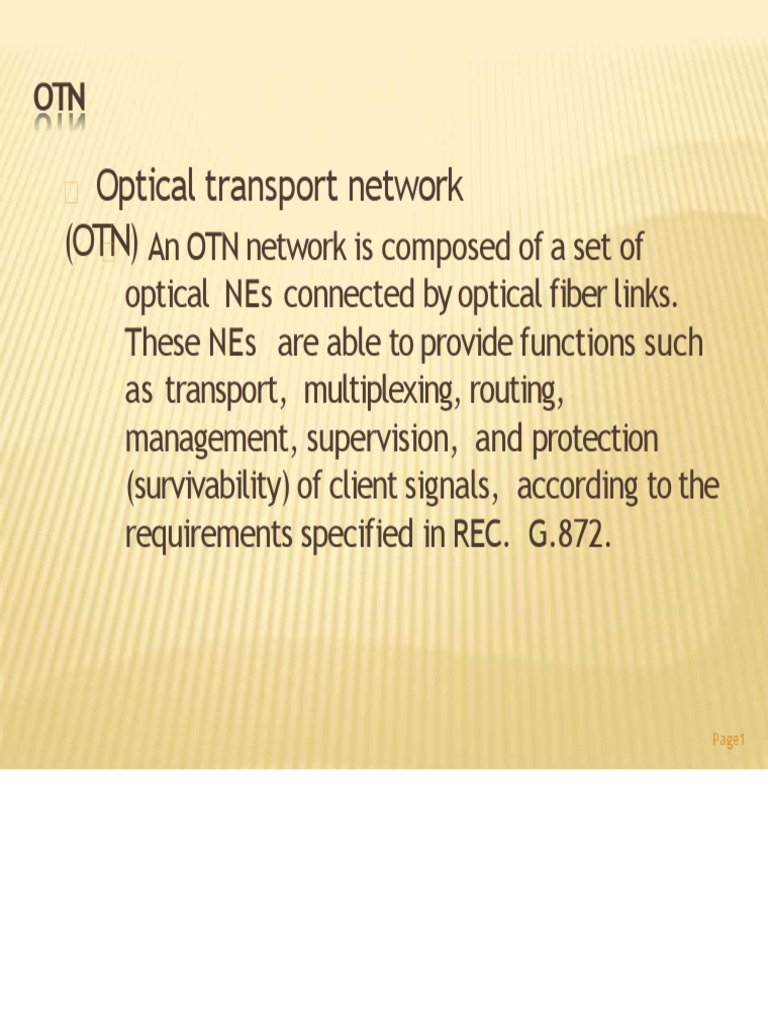 OTN: Optical Transport Network Fundamentals | PDF | Wavelength Division ...