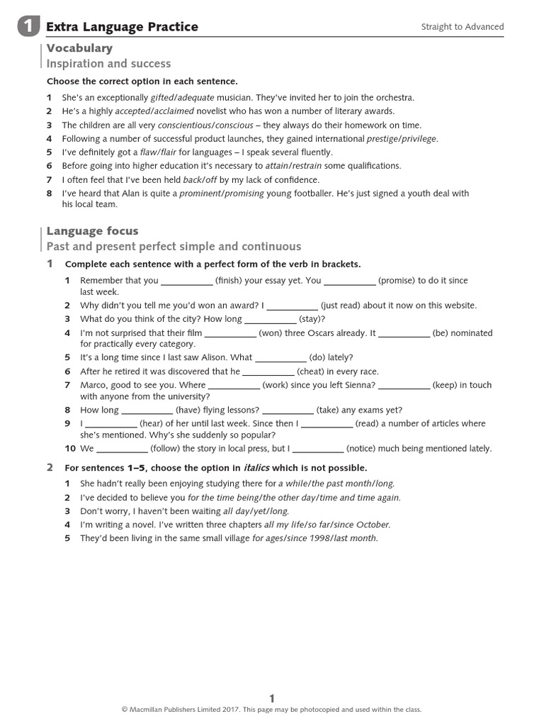 Extra Language Practice: Inspiration and Success | PDF | Linguistics ...