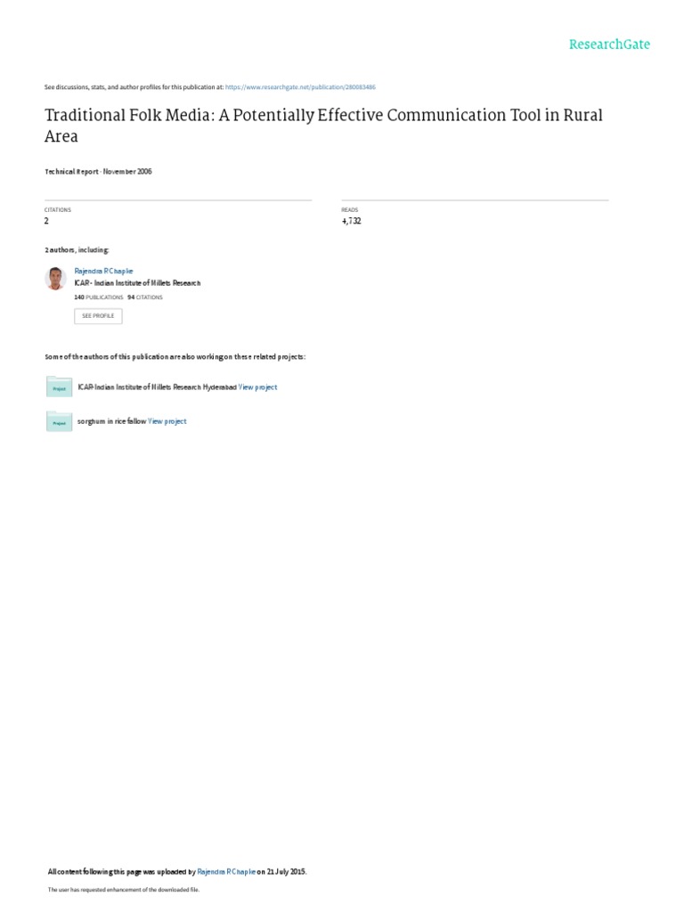 Traditional Folk Media A Potentially Effective Com PDF | PDF | Folklore ...