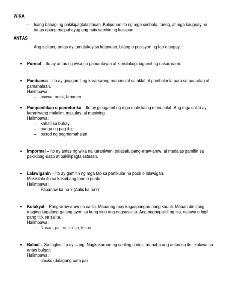 Antas NG Wika | PDF