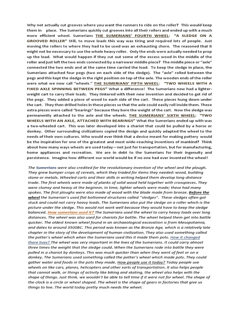 The Sumerians' Fourth Wheel: "A Sledge On A Grooved Roller" | PDF ...
