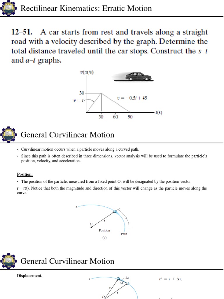 Rectilinear Kinematics: Erratic Motion | PDF | Acceleration | Euclidean Vector