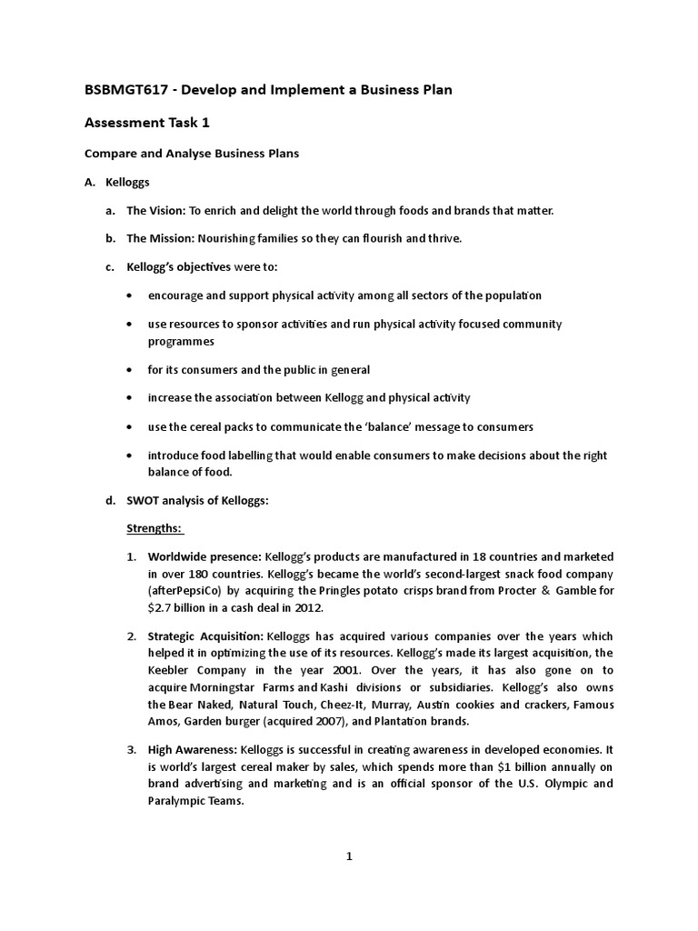 BSBMGT617 Develop and Implement A Business Plan - Assessment Task 1 ...