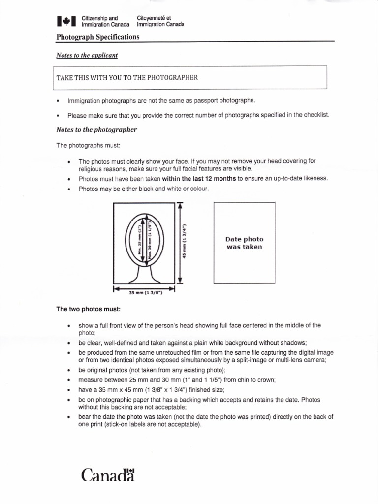 Permanent Resident Photo Requirements | PDF | Photograph | Imaging