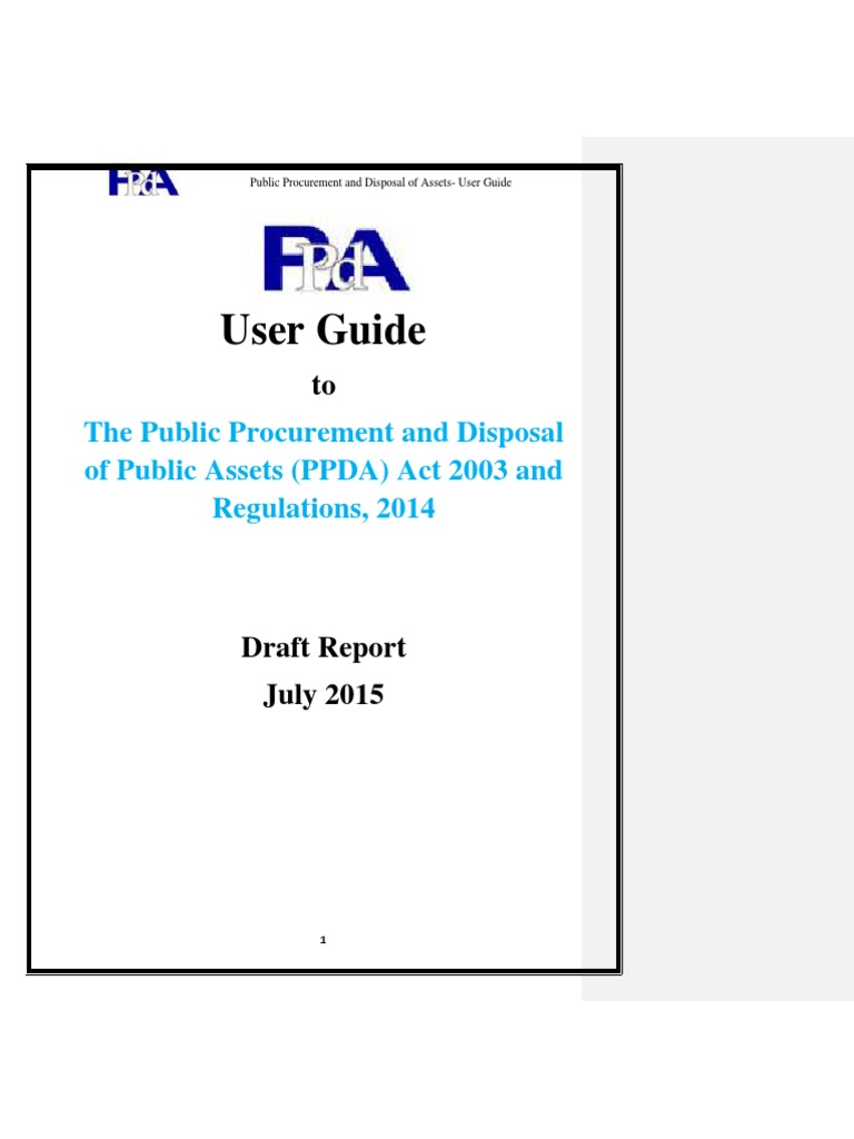 PPDA User Guide | PDF | Procurement | Board Of Directors
