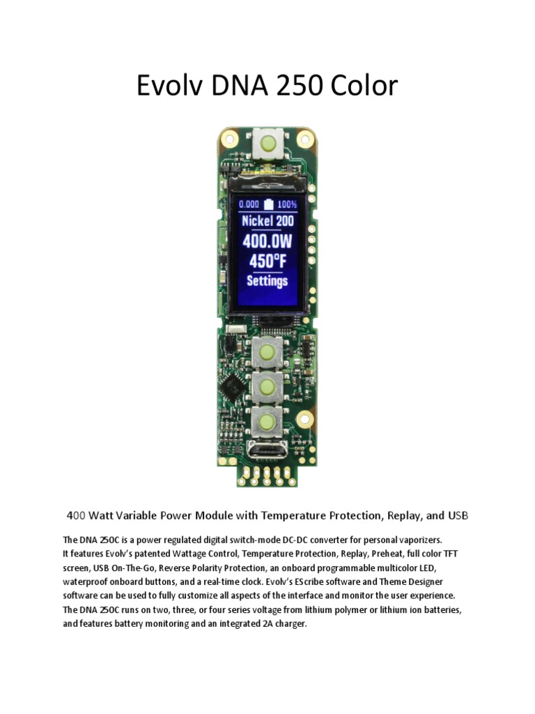 EVOLV DNA 250 Color | PDF | Electrical Connector | Battery Charger