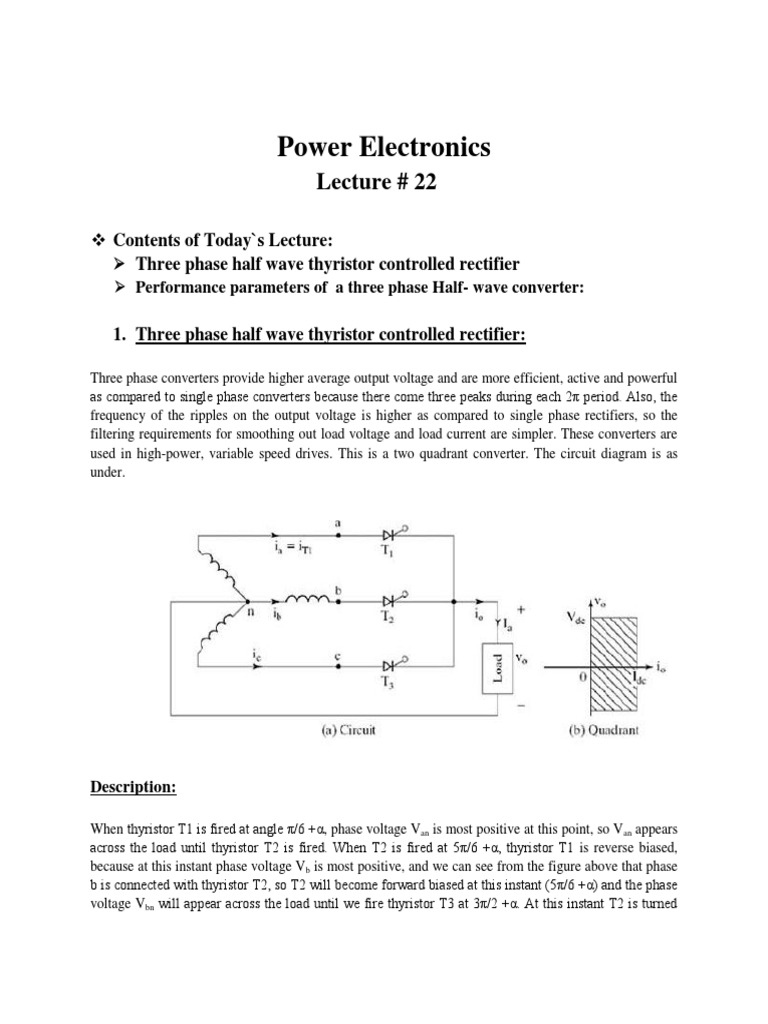 Power Electronics: Lecture # 22 | PDF | Rectifier | Manufactured Goods