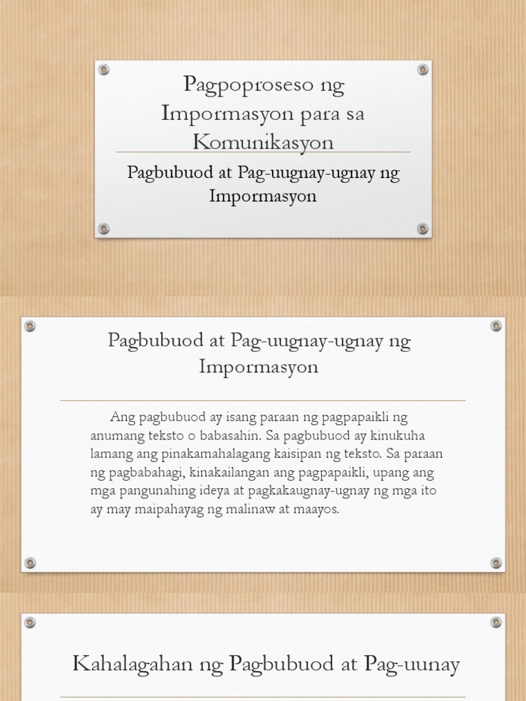 Pagbubuod at Pag Uugnay Ugnay | PDF