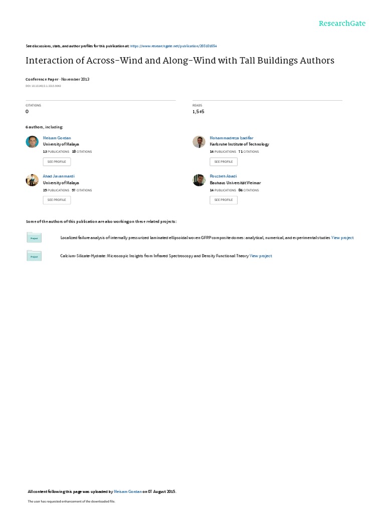 Interaction of Across-Wind and Along-Wind With Tall Buildings Authors ...