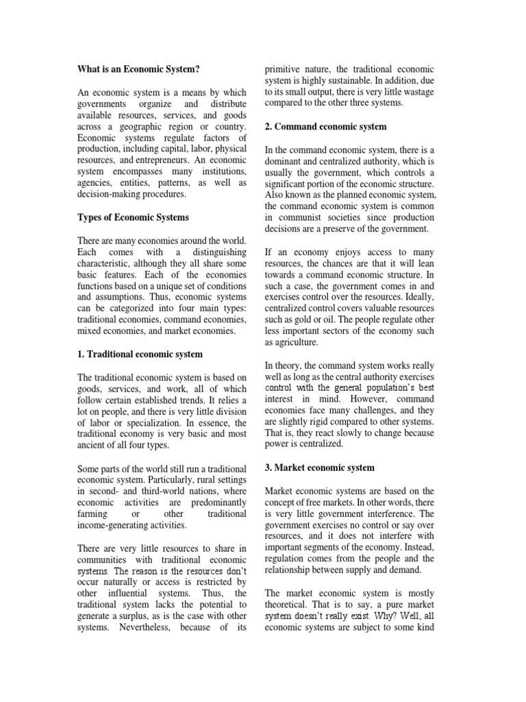 Overview of Economic Systems | PDF | Economic System | Market Economy