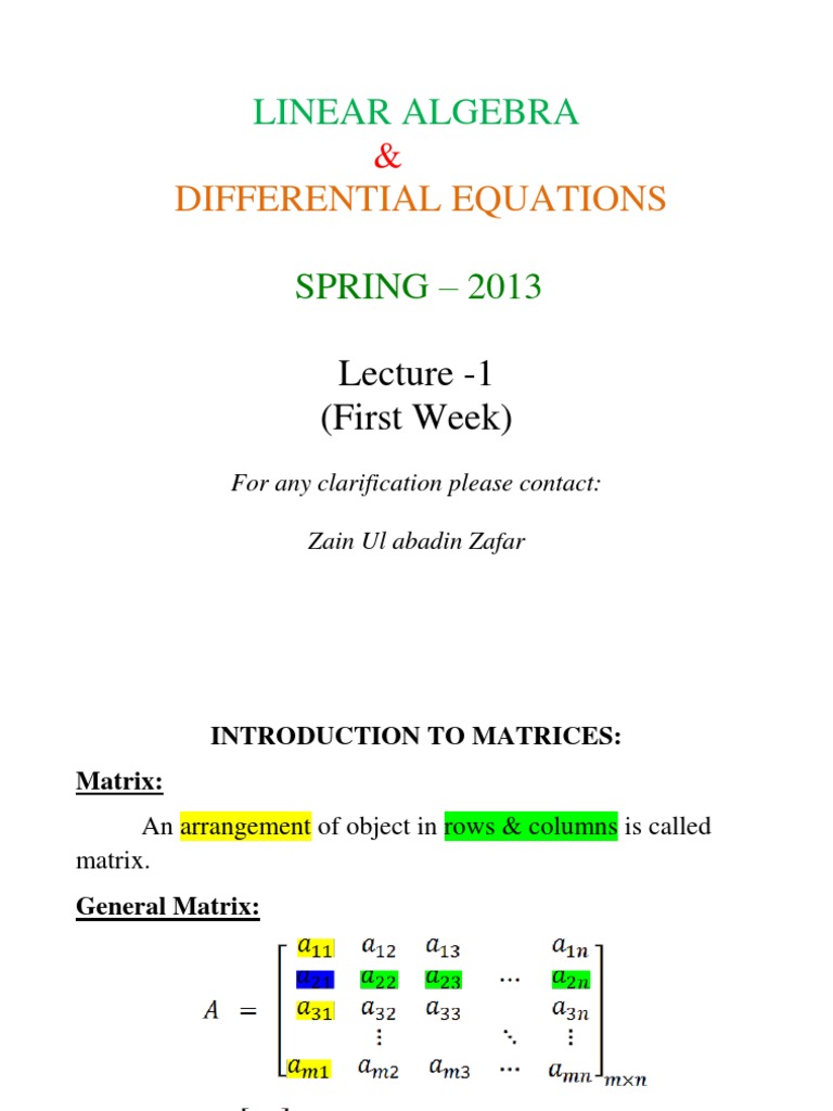 Linear Algebra: Differential Equations | PDF | Matrix (Mathematics ...