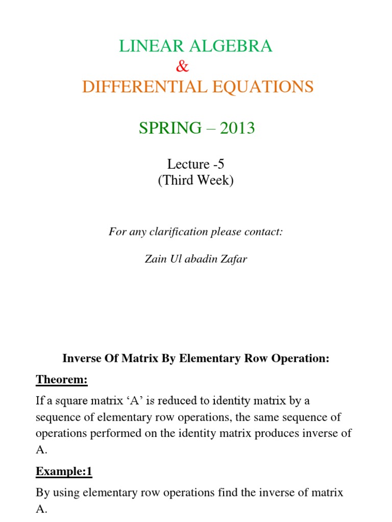 Linear Algebra: Differential Equations | Download Free PDF | Matrix ...