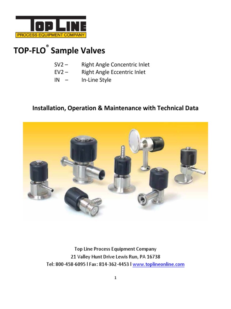 Top Line Sample Valves - Iom Manual | PDF | Valve | Personal Protective ...