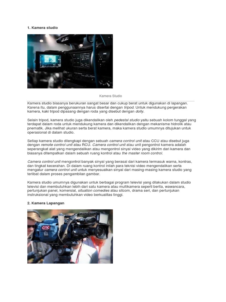 Jenis-Jenis Kamera Video | PDF