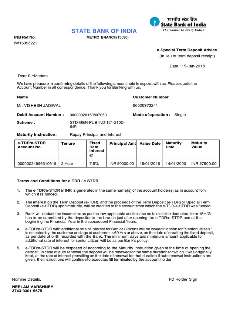 State Bank of India: METRO BRANCH (13398) | PDF | Payments | Service ...