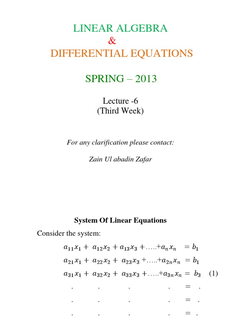 Linear Algebra: Differential Equations | PDF | System Of Linear Equations | Numerical Analysis