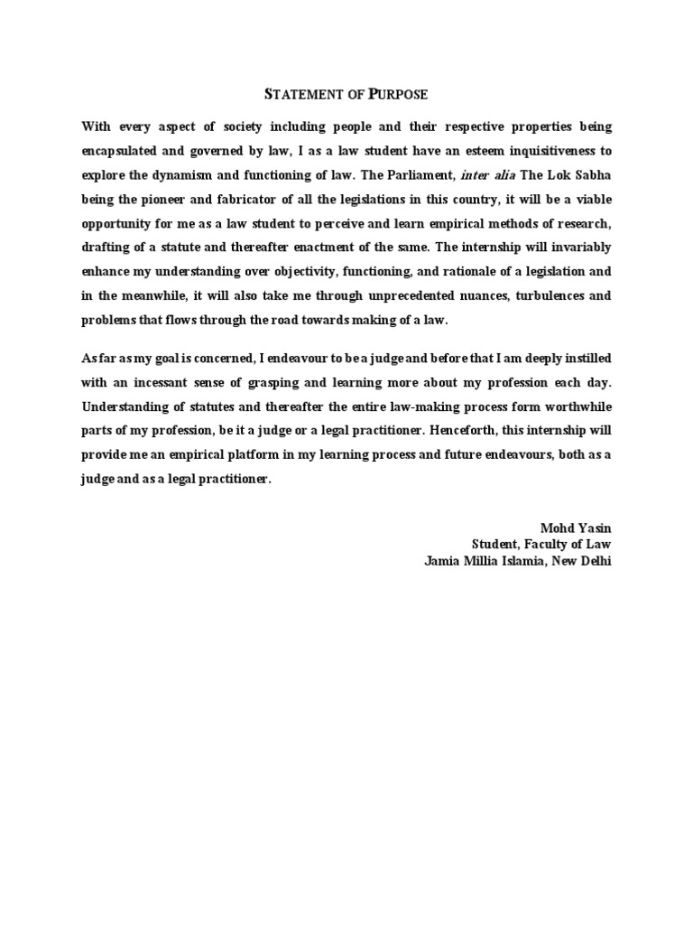 Statement of Purpose | Lawyer | Government | Free 30-day Trial | Scribd