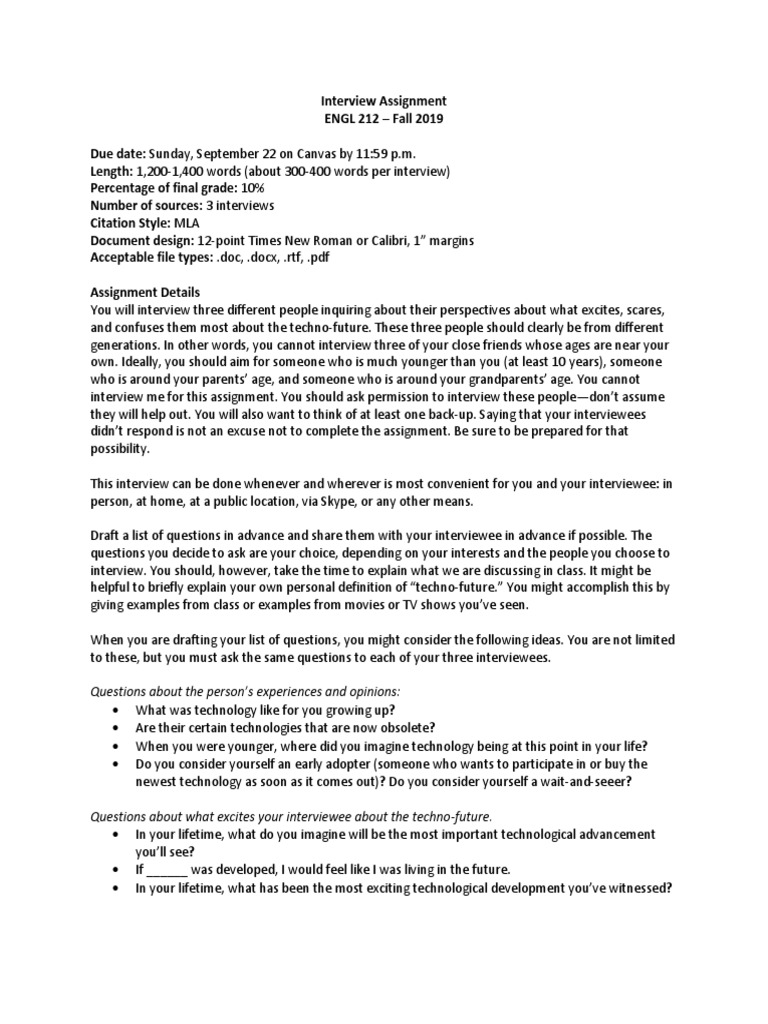 Techno-Future Interview Assignment | PDF | Interview | Essays