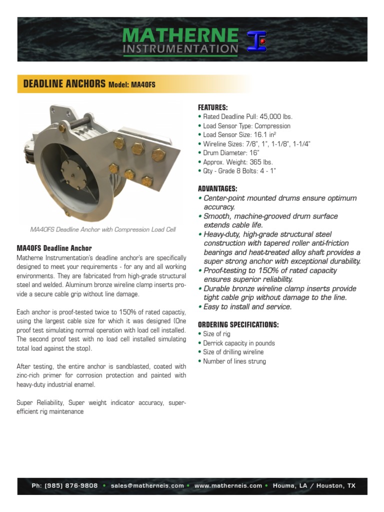 Deadline Anchors Brochure Matherne | PDF | Anchor | Materials
