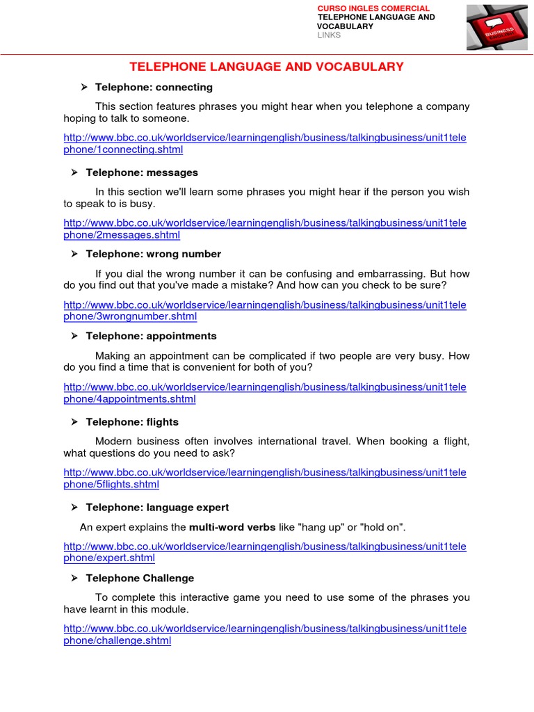 Telephone English | PDF | Telephone | English Language