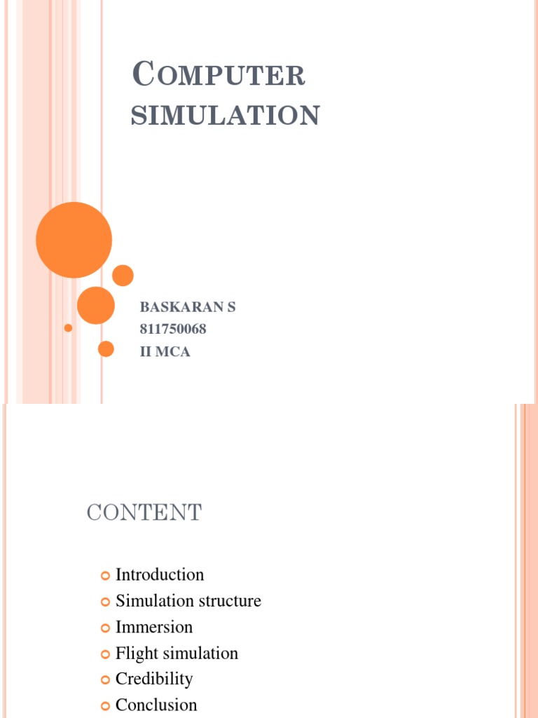 Omputer Simulation: Baskaran S 811750068 Ii Mca | PDF | Computer ...