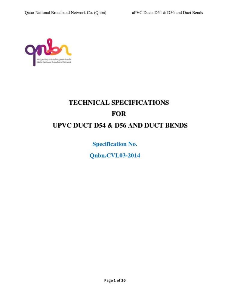 QNBN Tech Spec For UPVC Ducts D54 D56 Bends | PDF | Specification ...