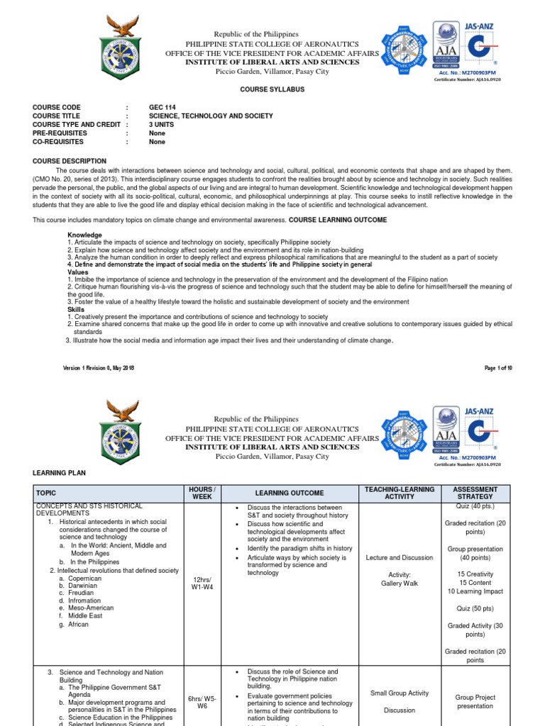 STS Syllabus at | PDF | Science | Learning