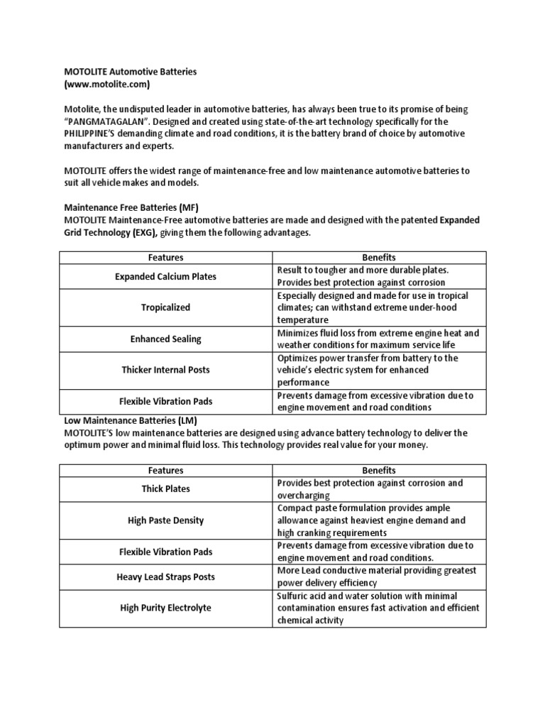 10907-38504-MOTOLITE Automotive Batteries PDF | PDF | Vehicles ...