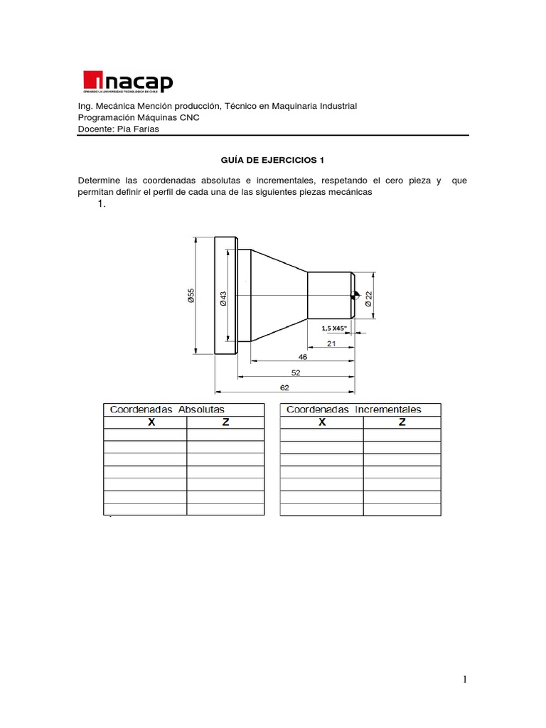Guía 1 Ejercicios Programación CNC | PDF