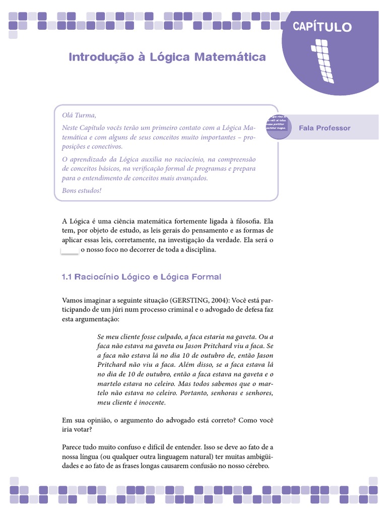 Cap1 Introdução À Lógica Matemática PDF | PDF | Lógica | Lógica matemática