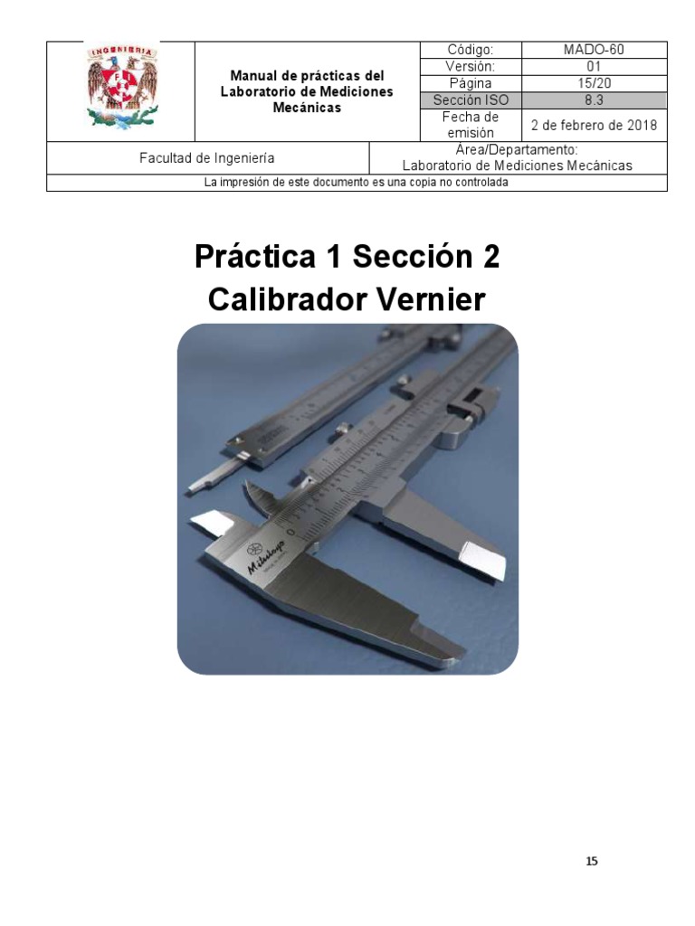 Ejercicio Vernier | PDF | Laboratorios | Science