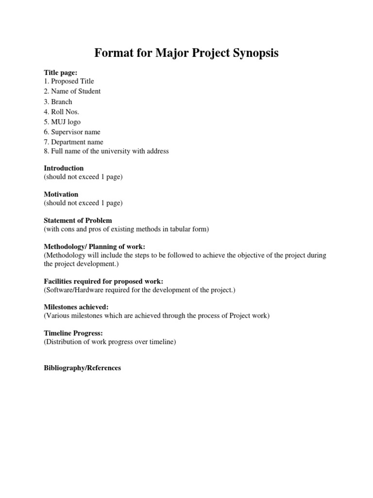 Major Project Synopsis Format Guide | PDF | Computer Science | Digital Technology