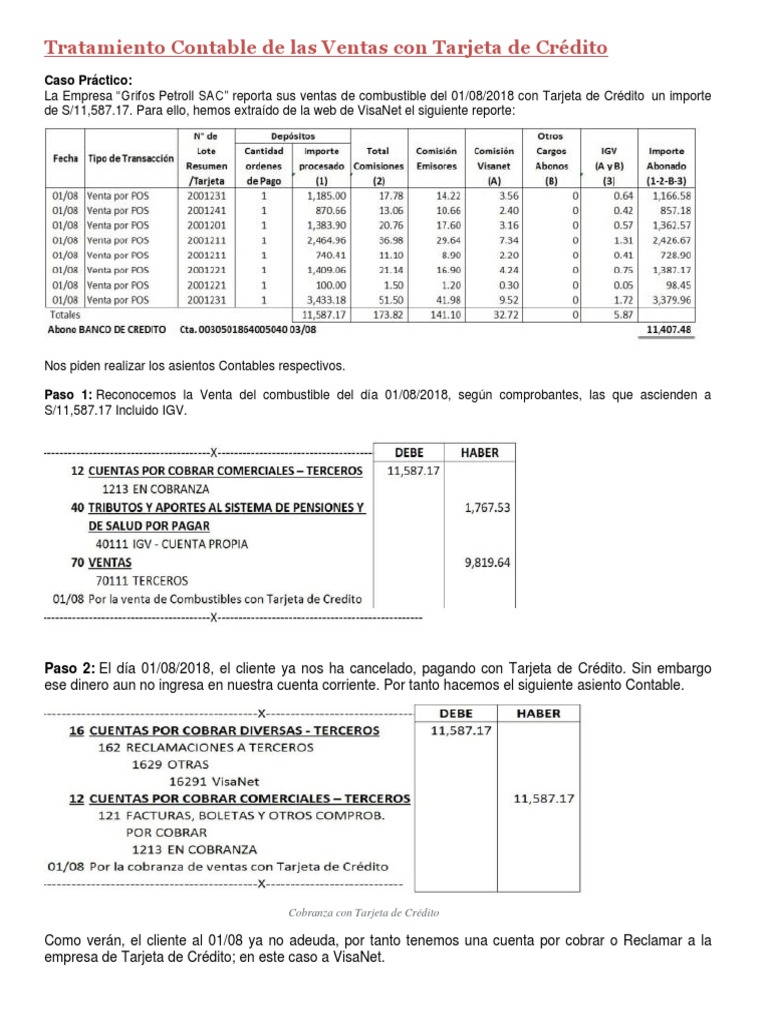 Tratamiento Contable de Las Ventas Con Tarjeta de Crédito | PDF Tratamiento Contable de Las Ventas Con Tarjeta de Crédito | PDF