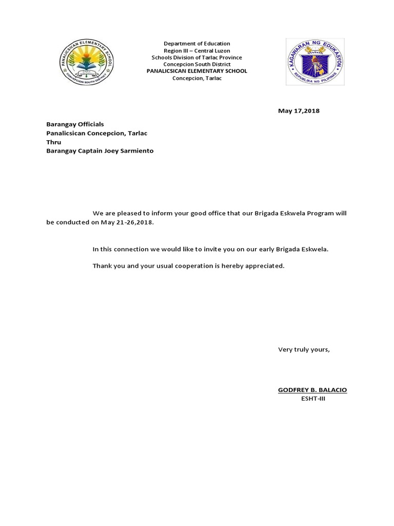 Invitation Letter Brigada | PDF